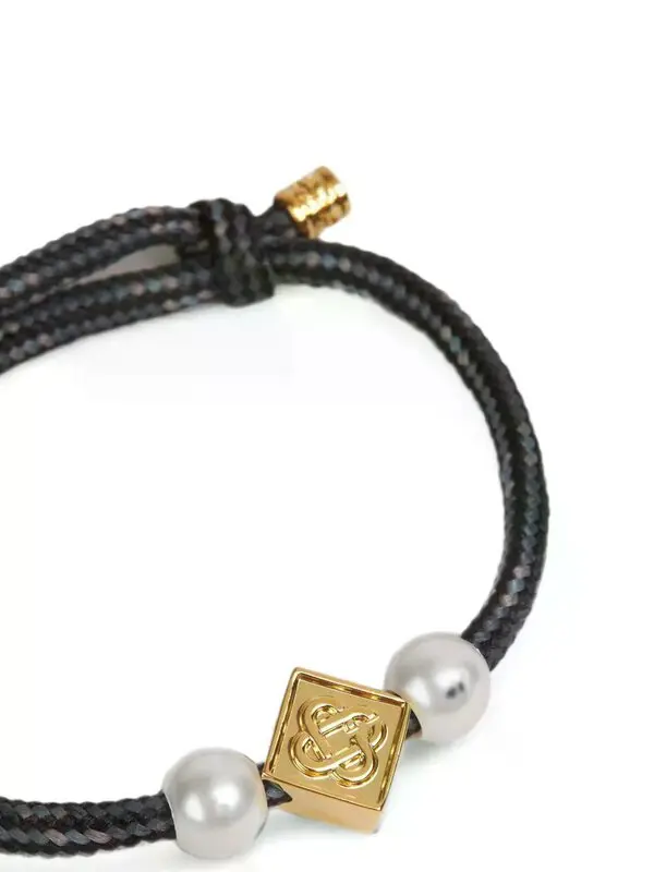 Casablanca Pearl-embellished Logo-plaque Bracelet