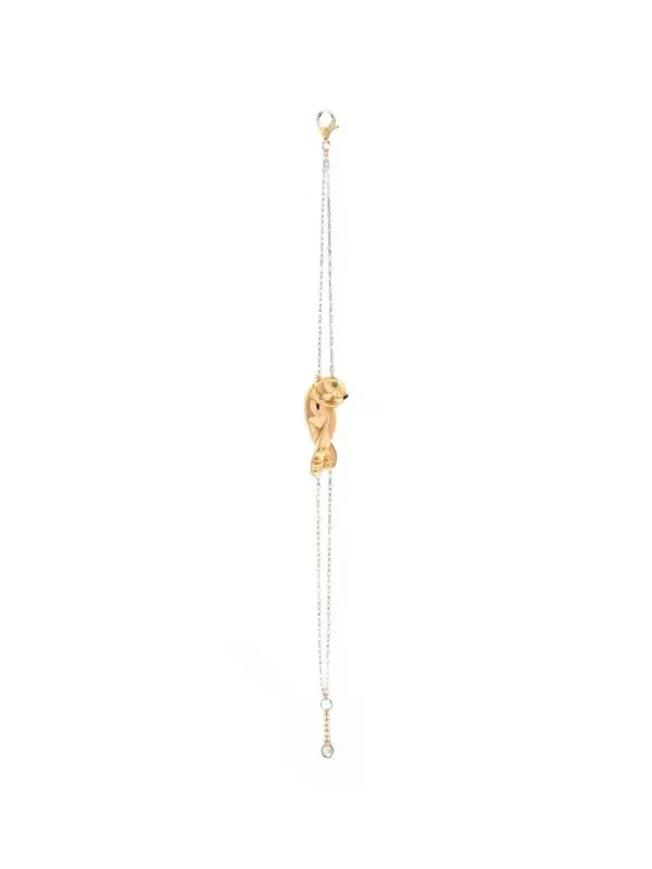 Cartier Panthere De Double Chain 18k Yellow With Tsavorite And Onyx Bracelet - Gold