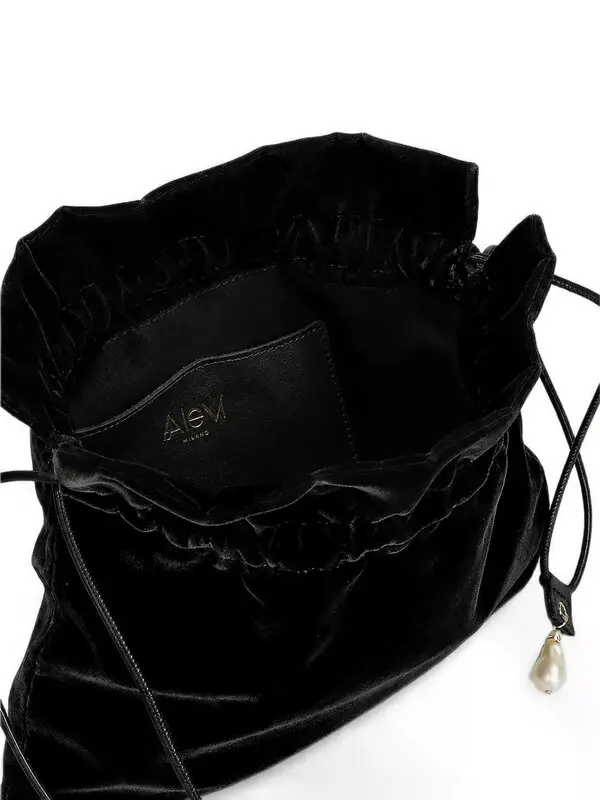 ALEVI MILANO Velvet-finish Drawstring Clutch Bag