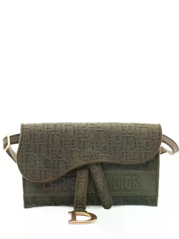 Dior 2000s Saddle Oblique Monogram Belt Bag - Green