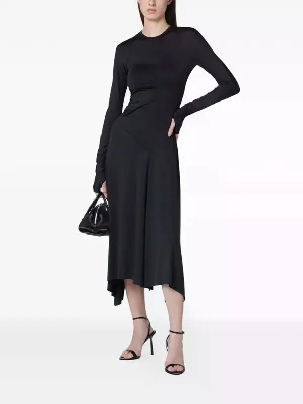 Victoria Beckham Asymmetric Long-sleeve Midi Dress