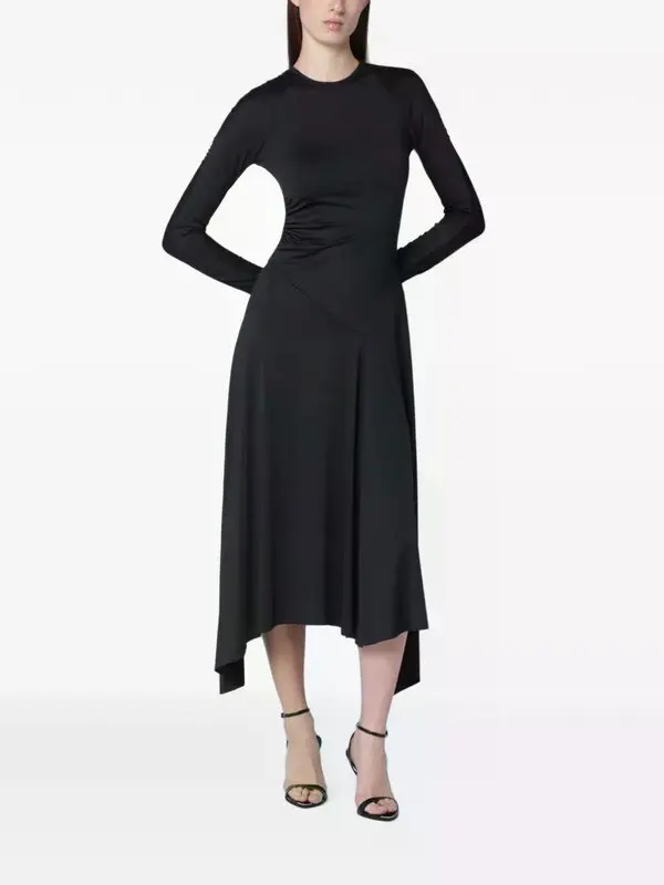 Victoria Beckham Asymmetric Long-sleeve Midi Dress