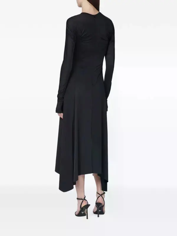 Victoria Beckham Asymmetric Long-sleeve Midi Dress