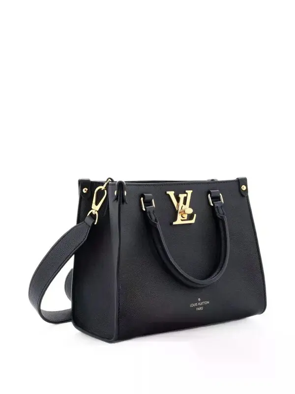 LOUIS VUITTON Lock & Go Handbag Leather Tote Bag - Black