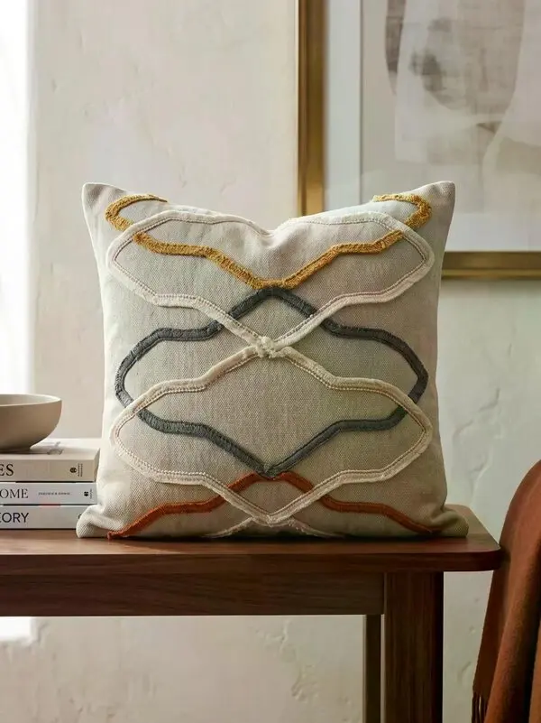 L'OCA NERA Embroidered Canvas Cushion