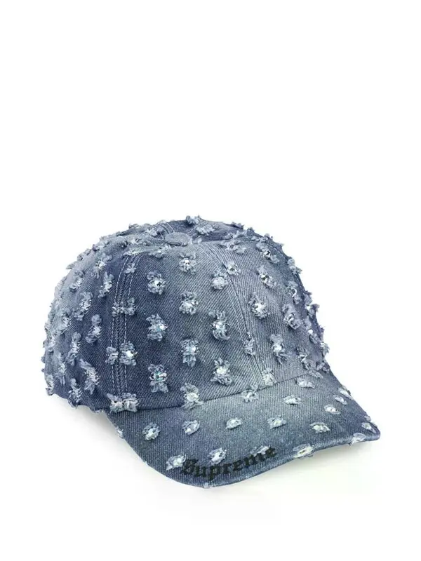 Supreme Rhinestone-embellished Distressed Cap