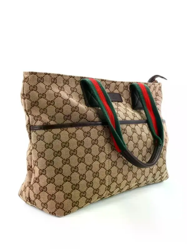 Gucci Diaper Web Strap Gg Canvas Large Tote Bag