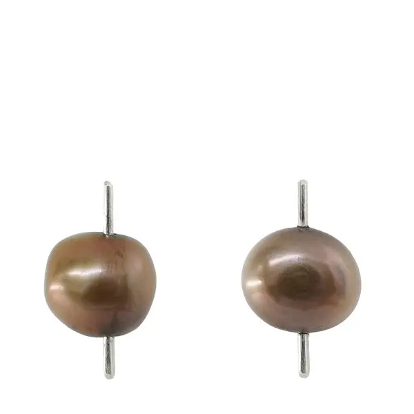 KEVIN THORNE JEWELLERY Silver / Brown Composition Earring- Single Golden Brown