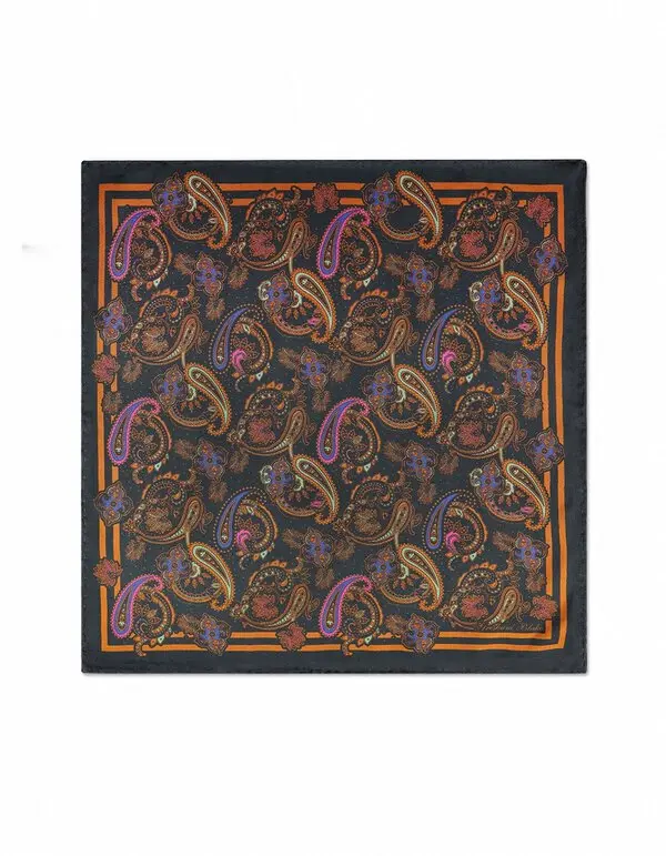 GRESHAM BLAKE Teal Paisley Silk Pocket Square