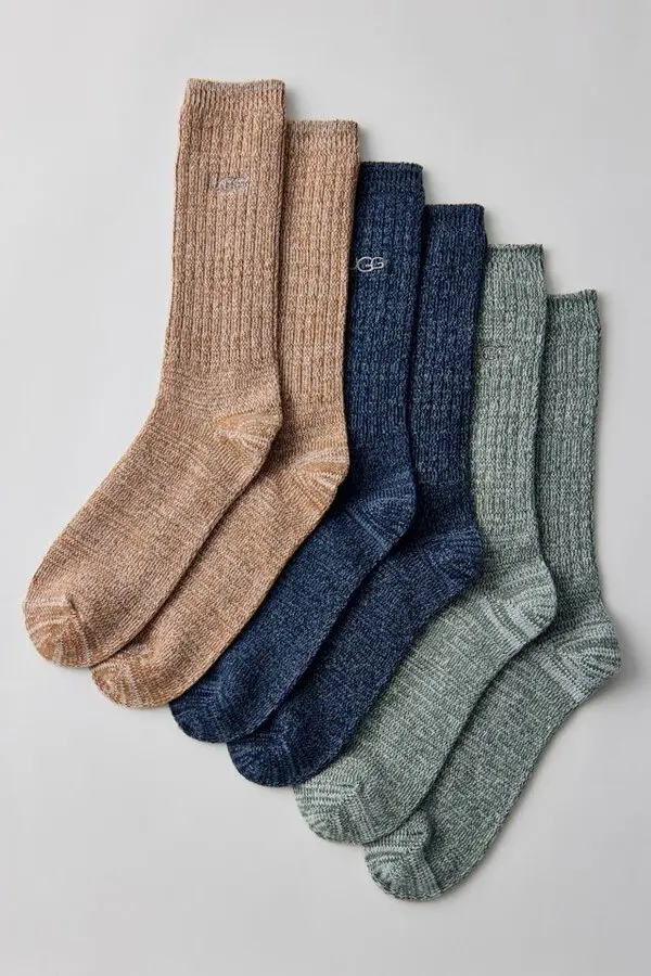 UGG Trey Ribbed Knit Crew Socks 3-pack - Assorted