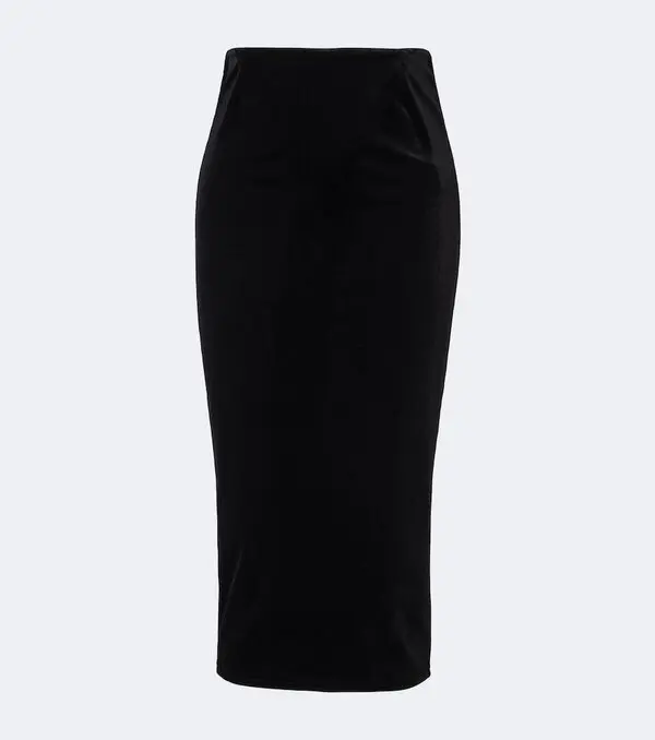 MUGLER Velvet Pencil Skirt - Black