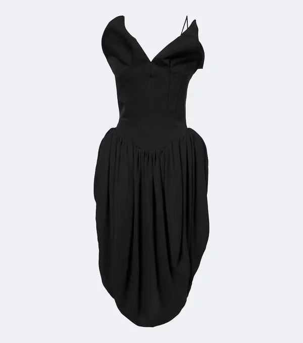 Magda Butrym Draped Cotton And Silk Corset Dress - Black