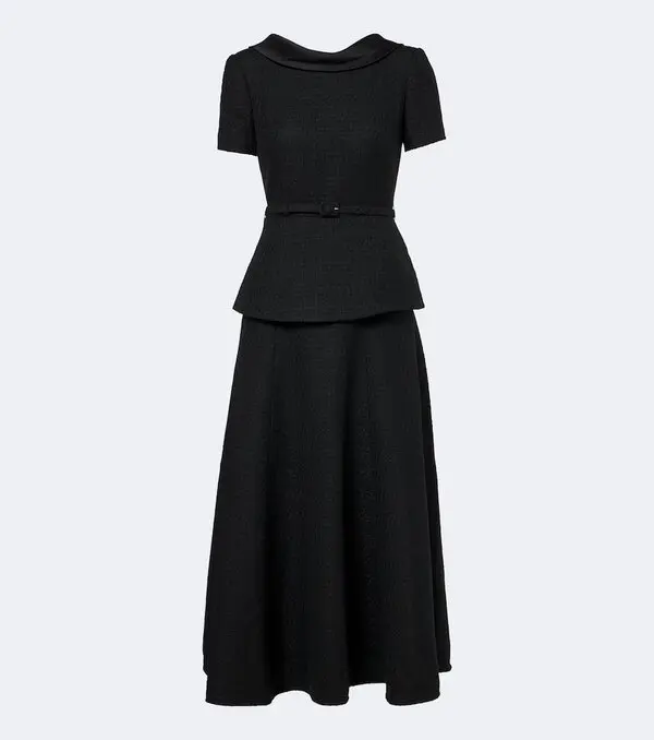 Roland Mouret Belted Peplum Bouclé Cocktail Dress - Black