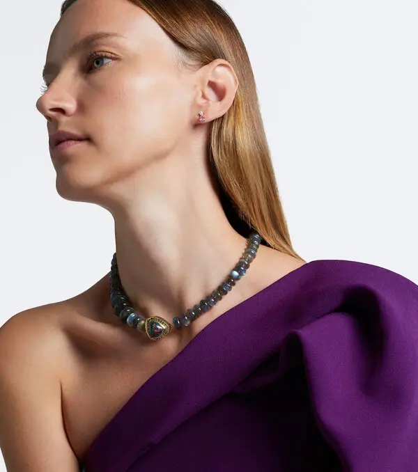 Ileana Makri 18kt Gold Beaded Necklace With Gemstones
