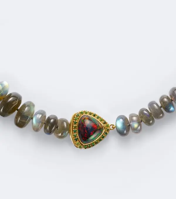 Ileana Makri 18kt Gold Beaded Necklace With Gemstones
