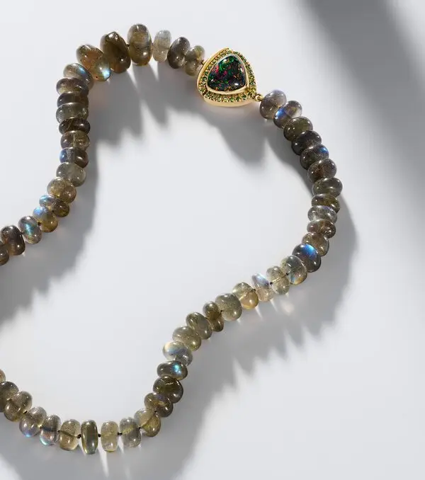 Ileana Makri 18kt Gold Beaded Necklace With Gemstones
