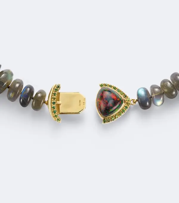 Ileana Makri 18kt Gold Beaded Necklace With Gemstones