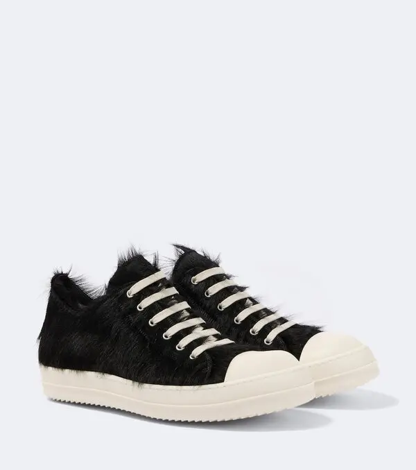 Rick Owens Low Sneaks Calf Hair Sneakers - Black