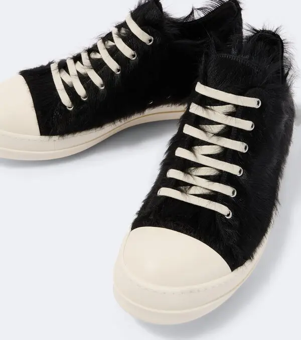 Rick Owens Low Sneaks Calf Hair Sneakers - Black