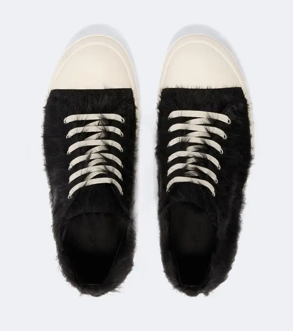 Rick Owens Low Sneaks Calf Hair Sneakers - Black