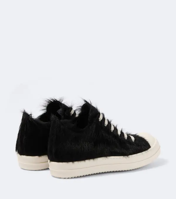 Rick Owens Low Sneaks Calf Hair Sneakers - Black