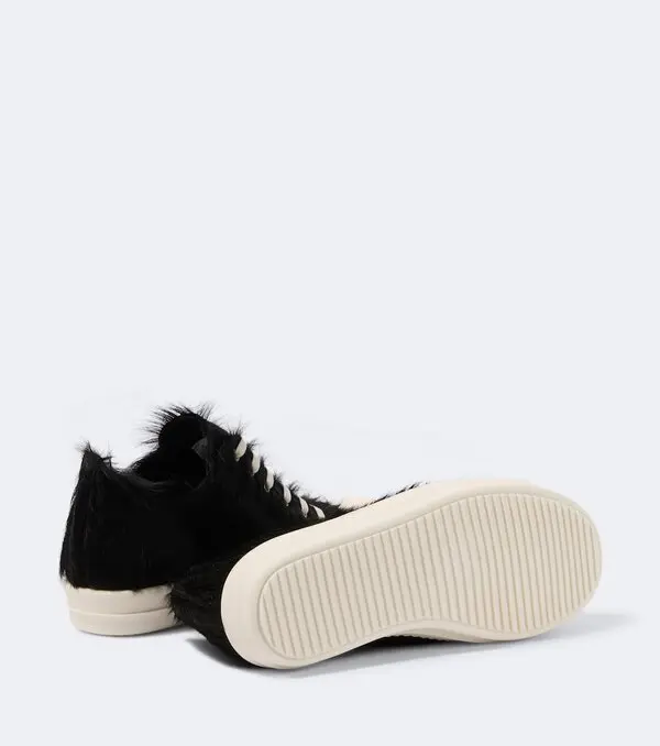 Rick Owens Low Sneaks Calf Hair Sneakers - Black