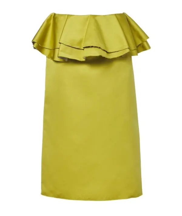 Plan C Peplum Satin Midi Skirt - Green