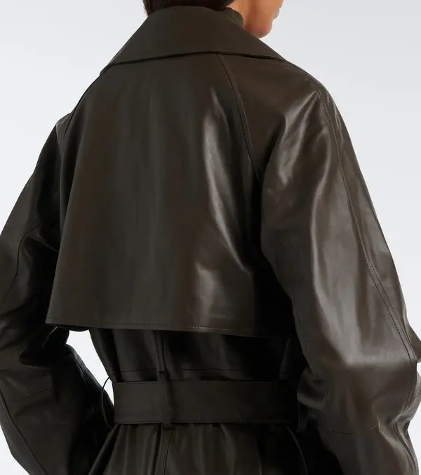 Vince Leather Trench Coat - Brown