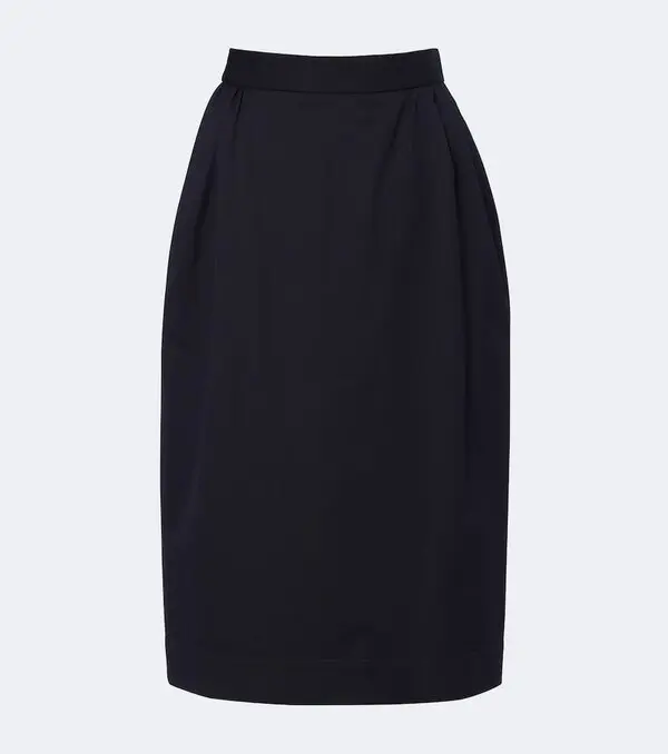 VIVIENNE WESTWOOD Pleated Cotton And Wool Pencil Skirt - Blue
