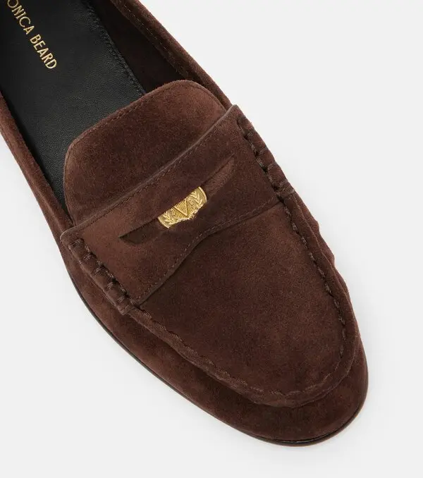 Veronica Beard Suede Penny Loafers - Brown