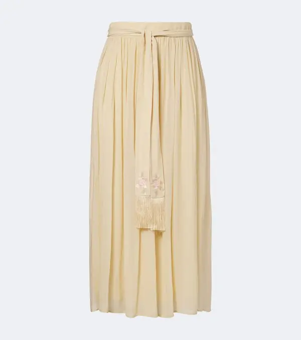 Zimmermann Valiant Belted Pleated Midi Skirt - Beige