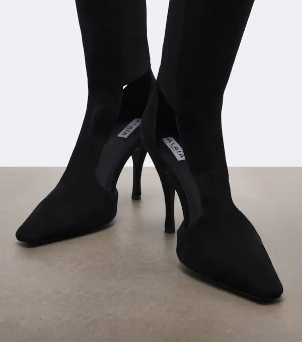 Alaïa Cut-out Suede Knee-high Boots