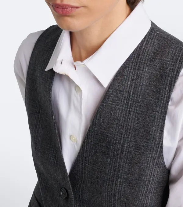 NILI LOTAN Ismael Checked Wool And Cashmere Vest