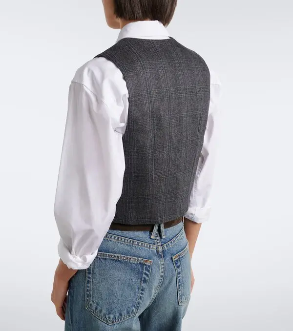 NILI LOTAN Ismael Checked Wool And Cashmere Vest