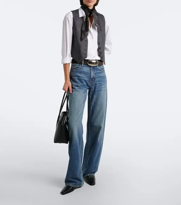 NILI LOTAN Ismael Checked Wool And Cashmere Vest