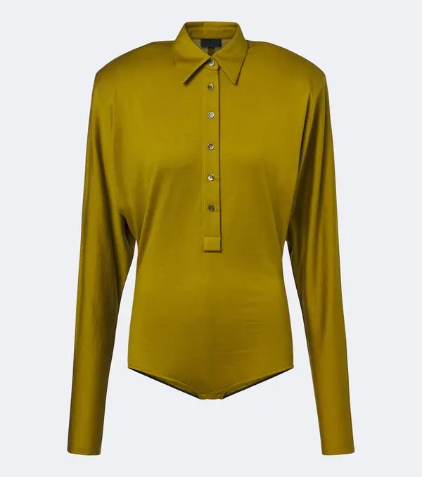MUGLER Wool-blend Bodysuit - Green