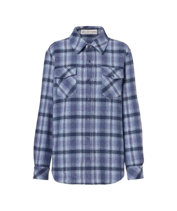 GOD'S TRUE CASHMERE Uniform Plaid Cashmere Shirt - Blue