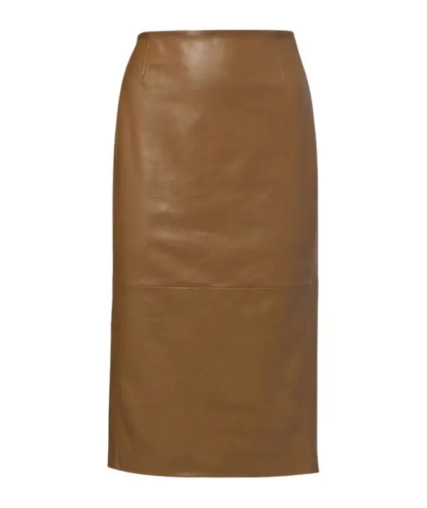 Dorothee Schumacher Sleek Statement Leather Pencil Skirt - Brown