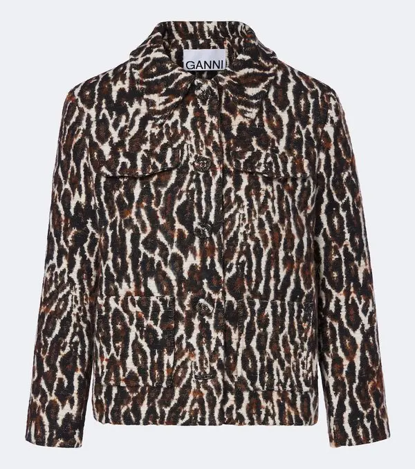 GANNI Leopard-print Jacquard Jacket