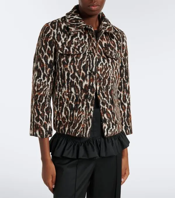 GANNI Leopard-print Jacquard Jacket