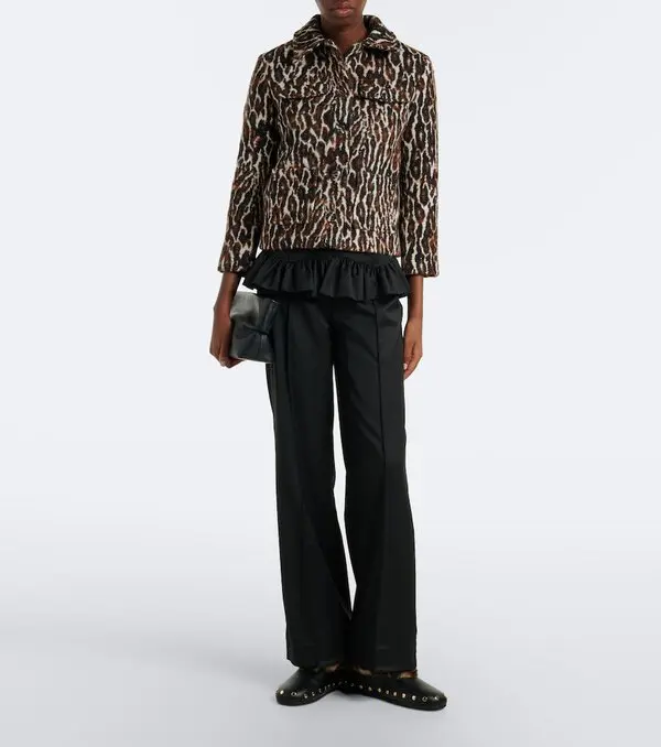 GANNI Leopard-print Jacquard Jacket