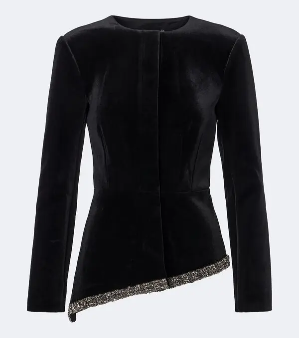 Roland Mouret Embellished Asymmetric Velvet Jacket