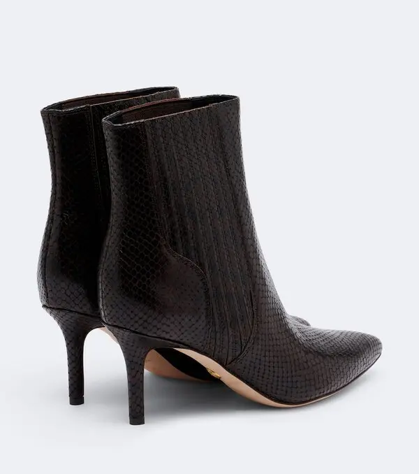 Veronica Beard Lisa Snake-effect Leather Ankle Boots - Brown