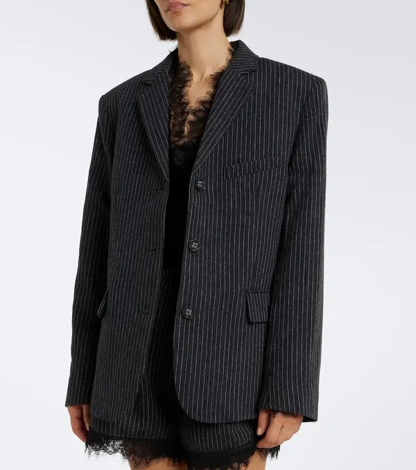 GANNI Pinstripe Flannel Blazer