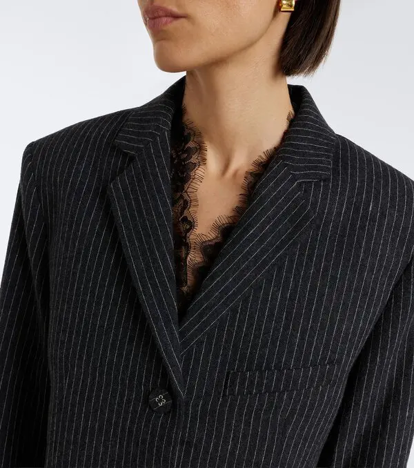 GANNI Pinstripe Flannel Blazer