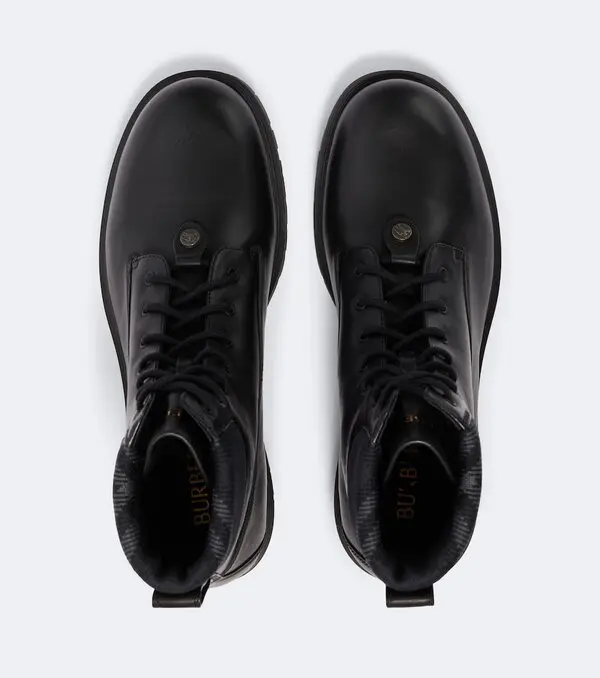 Burberry Check Leather Ankle Boots