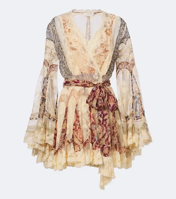 Zimmermann Valiant Floral Lace-trimmed Wrap Dress