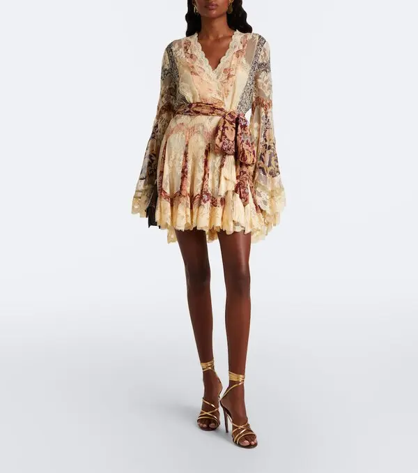 Zimmermann Valiant Floral Lace-trimmed Wrap Dress