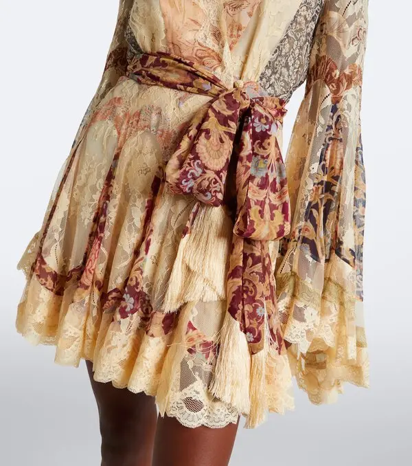 Zimmermann Valiant Floral Lace-trimmed Wrap Dress