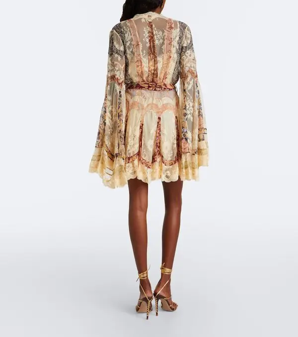Zimmermann Valiant Floral Lace-trimmed Wrap Dress